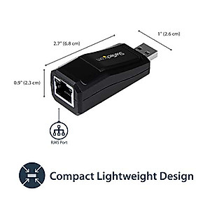 StarTech.com USB 3.0 to Gigabit Ethernet NIC Network Adapter - 10/100/100 Mbps Network Adapter - USB to Ethernet LAN Adapter - USB to RJ45 (USB31000NDS)
