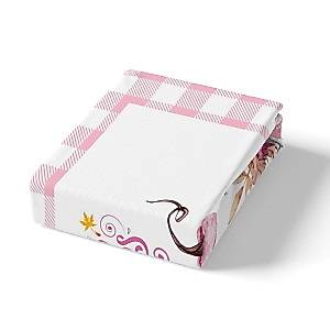 Pink Fall Bed Sheet Set Pumpkin Fitted Sheet for Kids Boys Girls Teens Room Decorations Autumn Harvest Bedding Set Full Size Buffalo Check Grid Bed Cover Deep Pocket 3Pcs