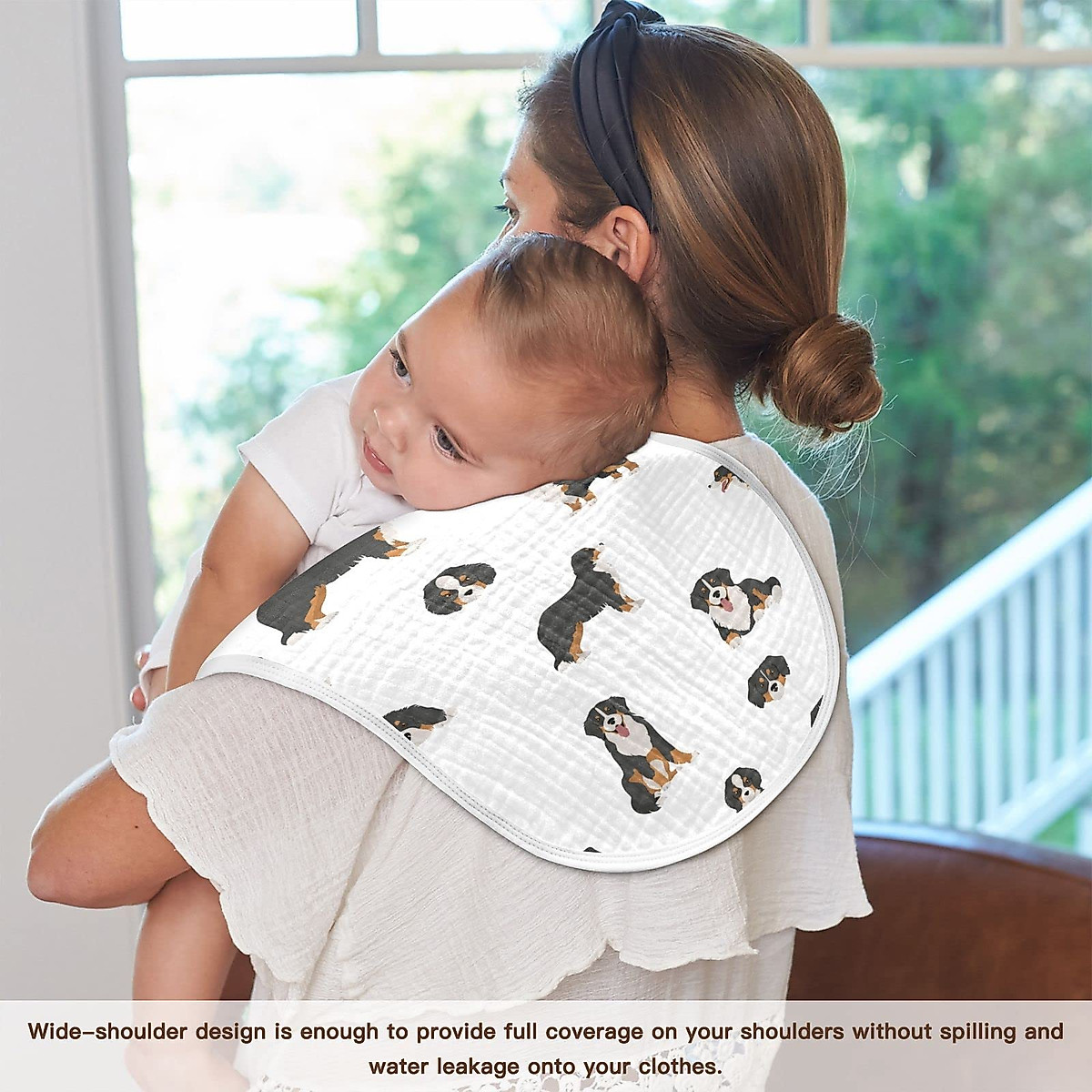 YYZZH Bernese Mountain Dog Muslin Burp Cloths for Baby 2 Pack 100% Cotton Baby Washcloths Bibs for Boy Girl