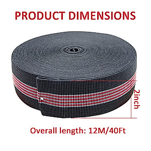 PBNICE Sofa Elastic Webbing Stretch Latex Band Furniture Repair DIY Upholstery Modification Elasbelt Chair Couch Material Replacement Stretchy Spring Alternative Two Inch 2" Wide x Forty Ft 40" Roll