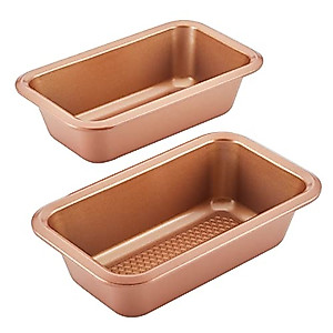 Ayesha Curry Kitchenware Bakeware Nonstick Meatloaf/Loaf Pan Set, Two 9 Inch x 5 Inch, Copper