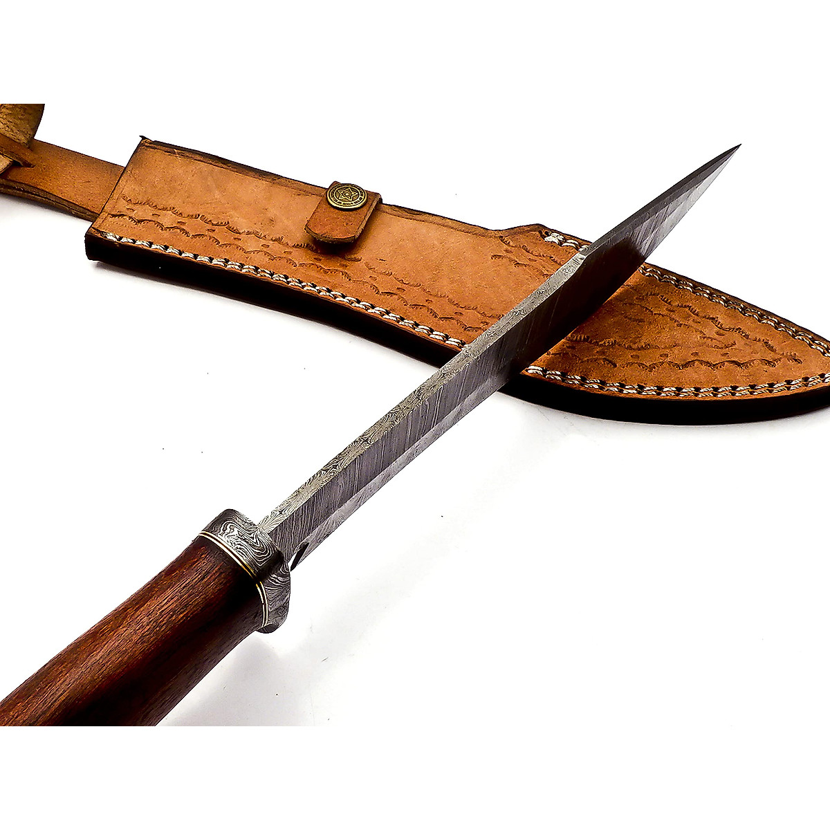 Nooraki - 15" Handmade Damascus Steel Bowie Knife - Fixed Blade Hunting Knife with Strong Rosewood Comfortable Handle For Outdoor, Hunting, Camping, Survival, Bushcraft - Gift for Men and Women