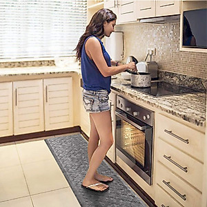 WISELIFE Kitchen Mat Cushioned Anti Fatigue Floor Mat,Thick Non Slip Waterproof Kitchen Rugs and Mats,Heavy Duty Foam Standing Mat for Kitchen,Floor,Office,Desk,Sink,Laundry (17.3"x28"+17.3"x60")