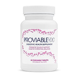 Nutramax Proviable Digestive Health Supplement Multi-Strain Probiotics and Prebiotics for Dogs, With 7-Strains of Bacteria, 60 Chewable Tablets