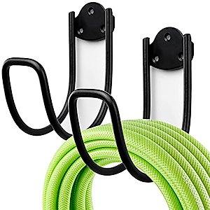 Qiang Ni Garden Hose Holder: Outside Heavy Duty Water Hose Hanger Rack - 2 Pieces Wall Mount Metal Hose Storage Hook for Outdoor - QN-02