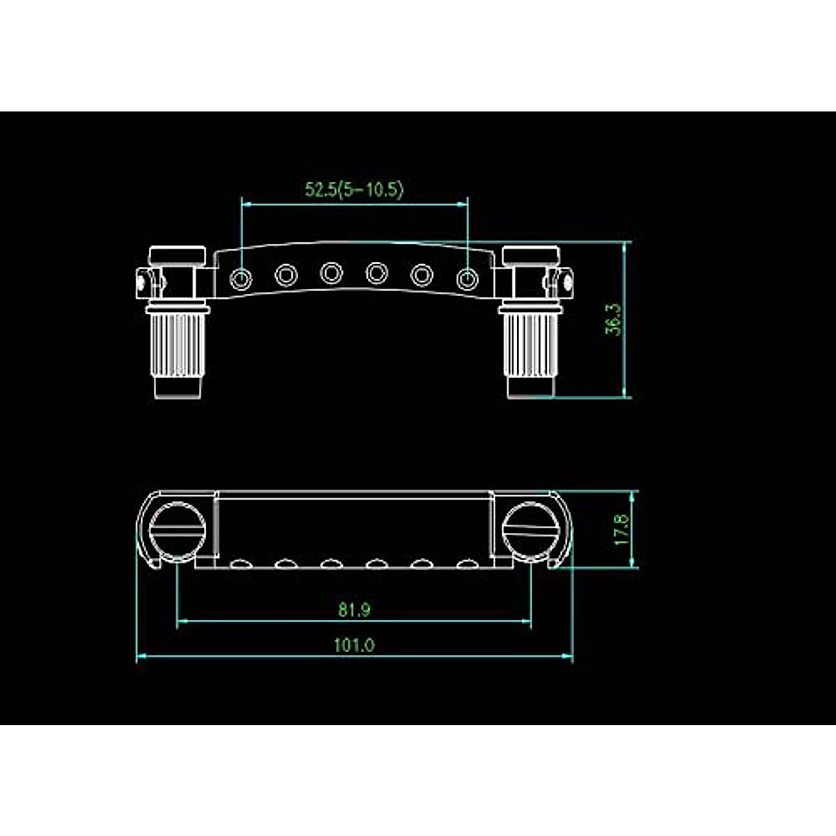 Guyker Guitar Tune-O-Matic Bridge and Stop Bar Tailpiece Combo with Anchors and Studs Replacement Compatible with LP SG EPI 6 String Electric Guitar Black
