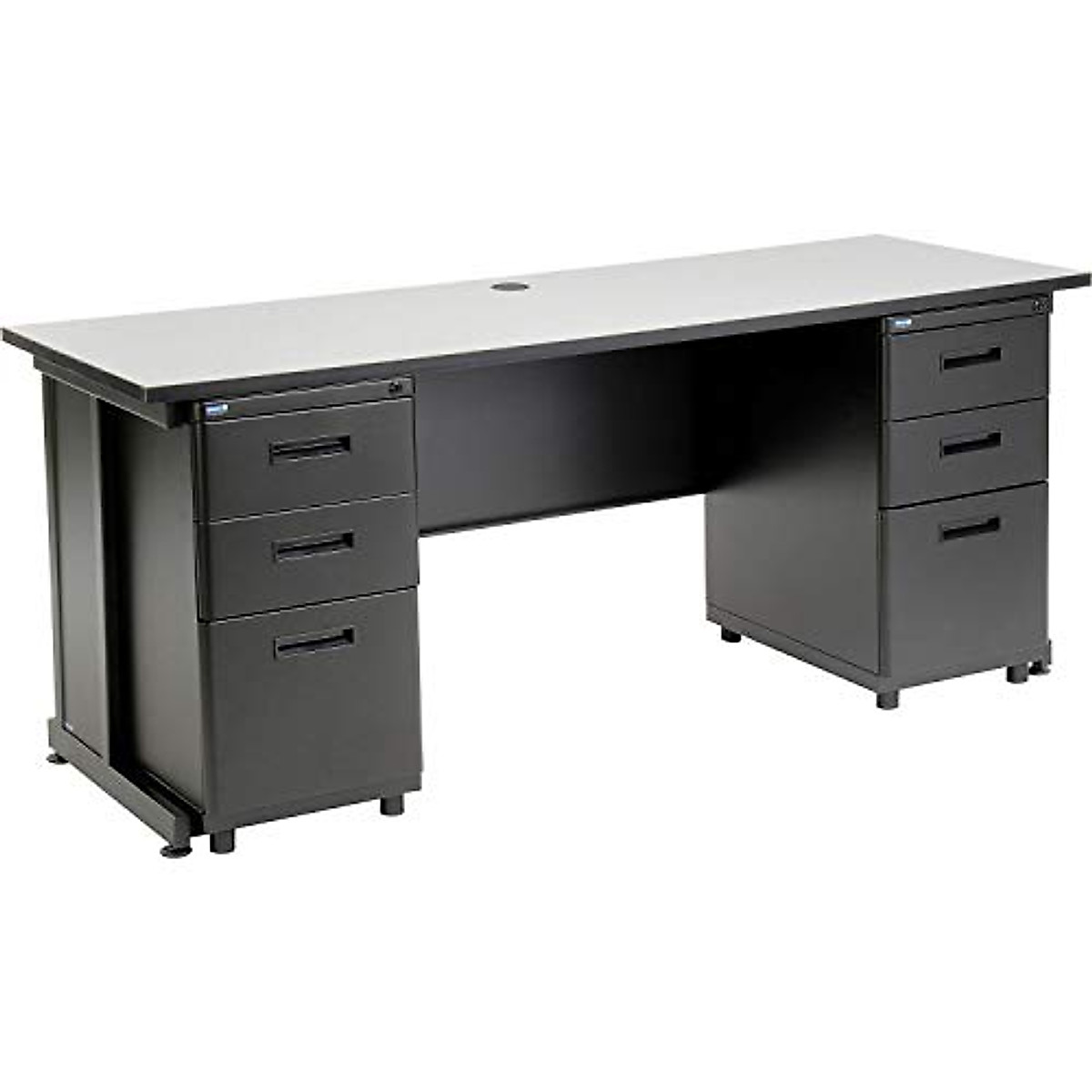 Nexel Interion Office Desk with 6 Drawers - 72" x 24" - Gray
