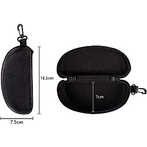 alladaga 3 Pack Zipper Shell Eyeglasses and Sunglasses Case with Plastic Carabiner Hook (Black)