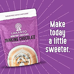 Lakanto Sugar Free Drinking Chocolate - Cold or Hot Cocoa Powder Mix, Shelf Stable Probiotics, Monk Fruit Sweetener, Keto Diet Friendly, Vegan, Dutch Cocoa, Gourmet Taste (Original - 10 oz)