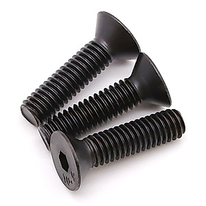 RoyceMart M6 x 20mm (30 Pack) Flat Head Socket Head Cap Screws, Grade 10.9 Black Oxide Finish, Machine Screws Full Thread Coverage