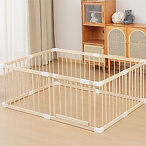 Loribaby Baby Playpen Fence Yards,Playpen Play Pens for Babies and Toddlers,Toddler Playpen,Large Baby Playpen Wooden (120x160x61 CM)