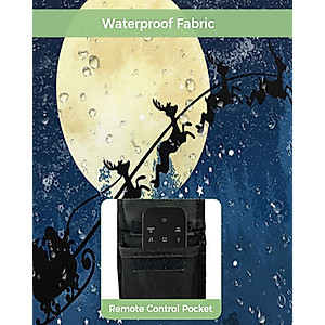 Outdoor TV Cover - Christmas Snow Eve Scene Santa Reindeer Moon Waterproof and Weatherproof 40"-43" LCD Movable Shield TV Display Screen Protector Outside Television Covers