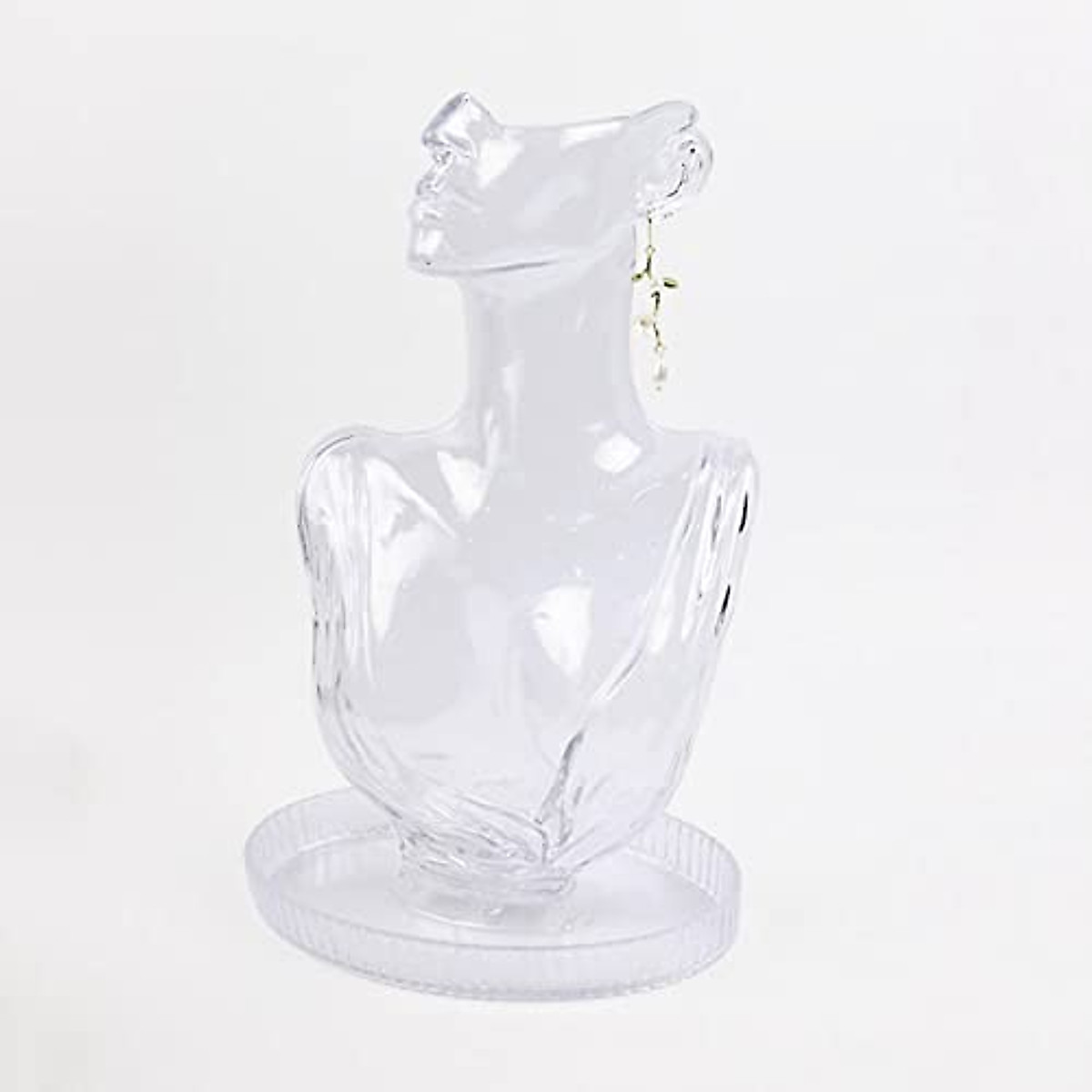 MagiDeal Pendant Necklace Display Model Ornament Mannequin Necklace Chain Jewelry Bust for Women Trades Shows Countertop Home Bedroom Retail Stores, Clear