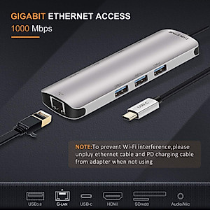 Cabletime 9 in 1 USB Hub (9 in 1(3*USB 3.0 Ports+Audio+HDMI+Type C+MicroSD/SD))