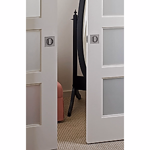 goldenwarm Pocket Door Lock, Satin Nickel Contemporary Privacy Square Pocket Door Hardware, Silver Sliding Pocket Door Lock(1 Pack)