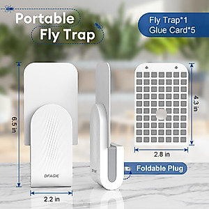 DFAGIE Fly Trap Indoor(1 Device + 5 Glue Cards), Mosquito Trap,Fly Trap,Plug-in Flying Insect Trap for Flies, Fruit Flies, Mosquito, Moths, Gnats, Gnat,White
