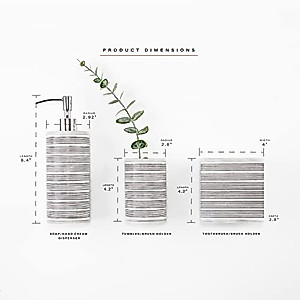 BINO Bathroom Accessories Set - Grey | Soap Dispenser | Toothbrush Holder | Tumbler | 3-Piece Bathroom Organizer Countertop Set | Bathroom Decor | Home Decor | Bathroom Set