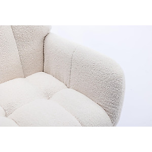 Lepfun, Soft Teddy Velvet Fabric Rocking Chair for Nursery, Comfy Wingback Glider Rocker with Safe Solid Wood Base for Living Room Bedroom and Balcony,Easy to Assemble,White