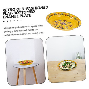 UPKOCH Old Enamel Fruit Plate steak plate enamel dessert plate camping dishes Enamelware enamel dessert dish food storage tray Food Storage Plate seafoam thick soup basin Accessories flat