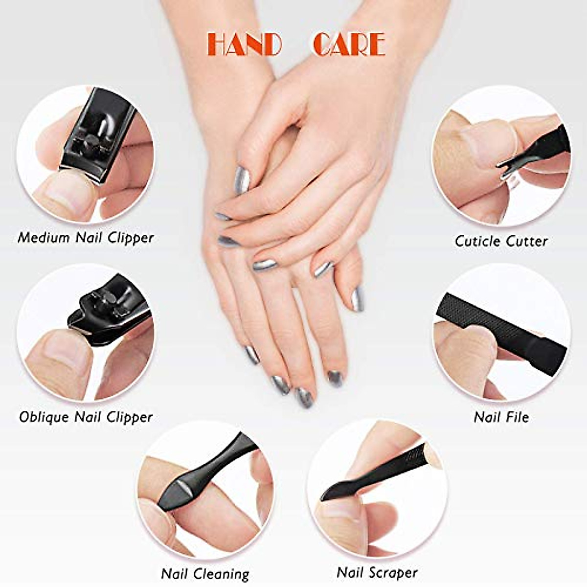 Manicure Set Pedicure Nail Clipper kit 15 In 1 Professional Grooming Care Tools Nose Hair Scissors File Best Gift with Luxurious Case for Man Women (Red)