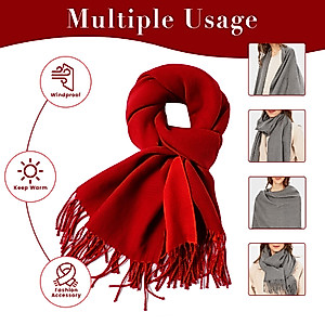 maamgic Womens Cashmere Feel Scarf Large Pashmina Shawls and Wraps Light Blanket Scarf for Evening Dress Warm Daily Travel Office Red and Dark Red