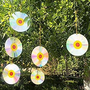 6PCS Bird Scare Devices Reflective Discs Scare Bird Away Sparkly Double-Sided Bird Reflectors for Home Garden Bird Scare Control Devices,Keep All Birds Away