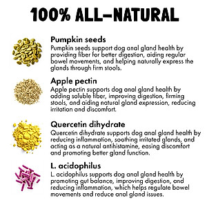 Anal Gland Relief Chews for Dogs - Fiber & Digestive Support Supplement - Soft Chews for Healthy Bowel & Gland Function - Helps Reduce Scooting - Promotes Dog Health & Comfort 30 pcs