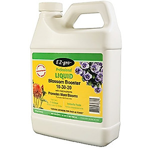 Flower Food by EZ-gro | 10-30-20 Blossom Booster is a Plant Food for all Blooming Plants | This Plant Fertilizer is both E Z to MIx and E Z to Use because it is a Liquid Plant Food