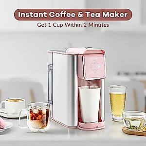 Mecity Pink Coffee Maker 3-in-1 Single Serve Coffee Machine, For K-Cup Coffee Capsule, Ground Coffee, Loose Tea, 6 to 10 Ounce Cup, Removable 50 Oz Water Reservoir, 120V 1150W