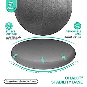Enovi ProBalanceΩ Ball Chair, Yoga Ball Chair Exercise Ball Chair with Slipcover and Base for Home Office Desk, Birthing & Pregnancy, Stability Ball & Balance Ball Seat to Relieve Back Pain, 55cm, CR