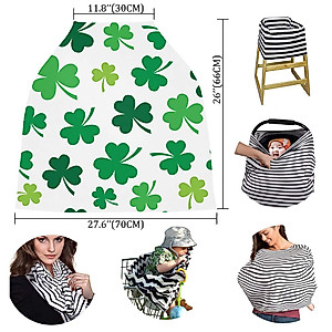 Baby Car Seat Cover Stretchy Nursing Breastfeeding Covers St. Patrick's Day Lucky Shamrock Pave Infant Carseat Canopy for Boys Girls, Shopping Cart/Stroller Canopy/High Chair Cover