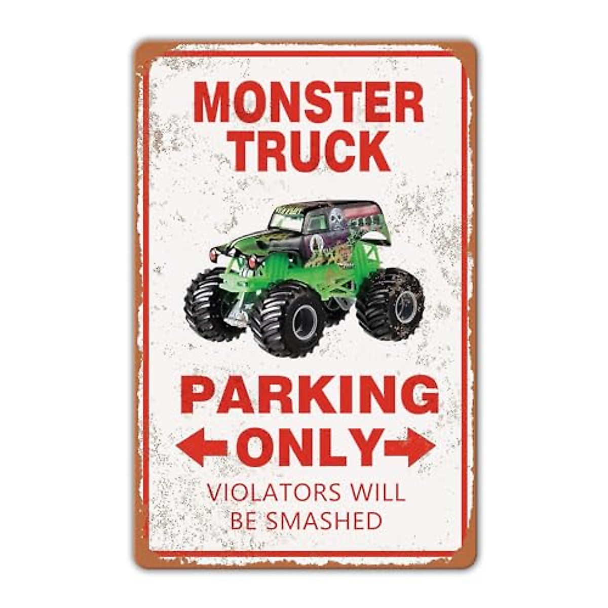 Monster Truck Parking Only Sign Boy's Room Decor Bedroom Accessories Birthday Party Decorations 12 x 8 Inch (957)