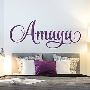 Name Wall Decal Sticker Custom Name Wall Decal Girls Room Boys Room - Personalized Name Wall Decal Nursery Decal - Baby Monogram Vinyl Wall Art (16" Wide x 6" high)