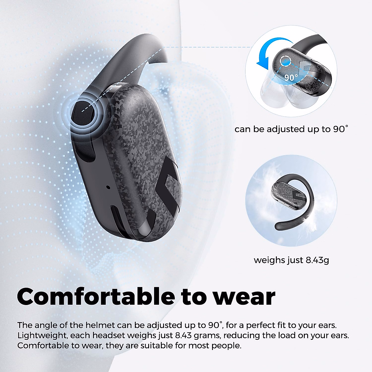 SoundPEATS Breezy Open Ear Headphones, 40Hrs Playtime, 90° Adjustable Wireless Earbuds, Bluetooth 5.4 Earphones, 12mm Drivers, 4 Mics with AI Call Noise Cancellation