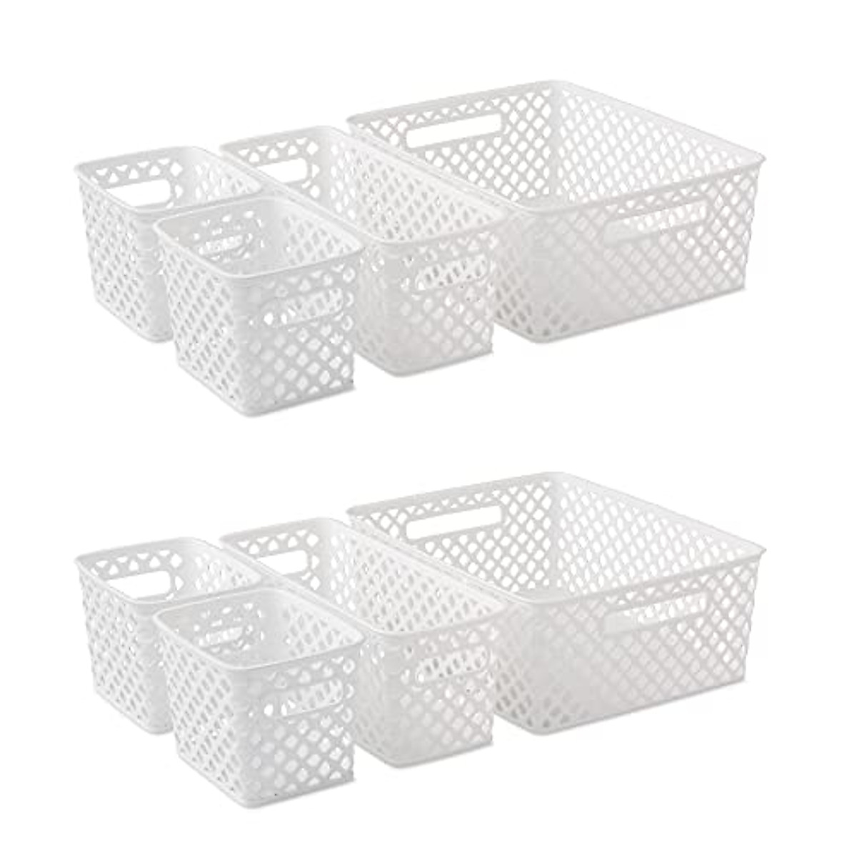 4-PIECE DECORATIVE BASKET SET 2PK, WHITE