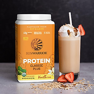 Sunwarrior Vegan Organic Protein Powder Plant-based | 5 Superfood Quinoa Chia Seed Soy Free Dairy Free Gluten Free Synthetic Free NON-GMO | Vanilla 30 Servings | Classic Plus