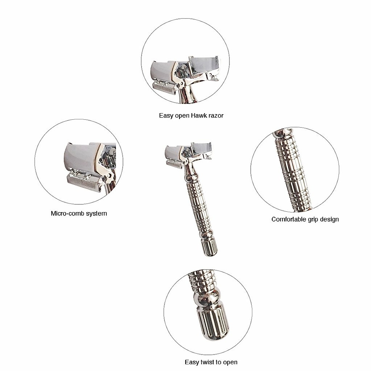 Complete Wet Shave Kit | Mike the Mason | Gift Set Includes: Hawk Safety Razor, Pure 100% Badger Hair Brush, Organic Honey Oatmeal Shave Bar, Nick Brick, 5 Premium Mens Blades, and a Razor Stand