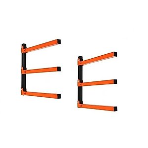 MLHpeak Wall Mount Wood Organizer and Lumber Storage Metal Rack with 3-Level Indoor & Outdoor Use, 3-Level Metal Wall Mount Lumber Storage Rack Wood Organizer Rack Lumber Rack Metal Rack (2 packs)