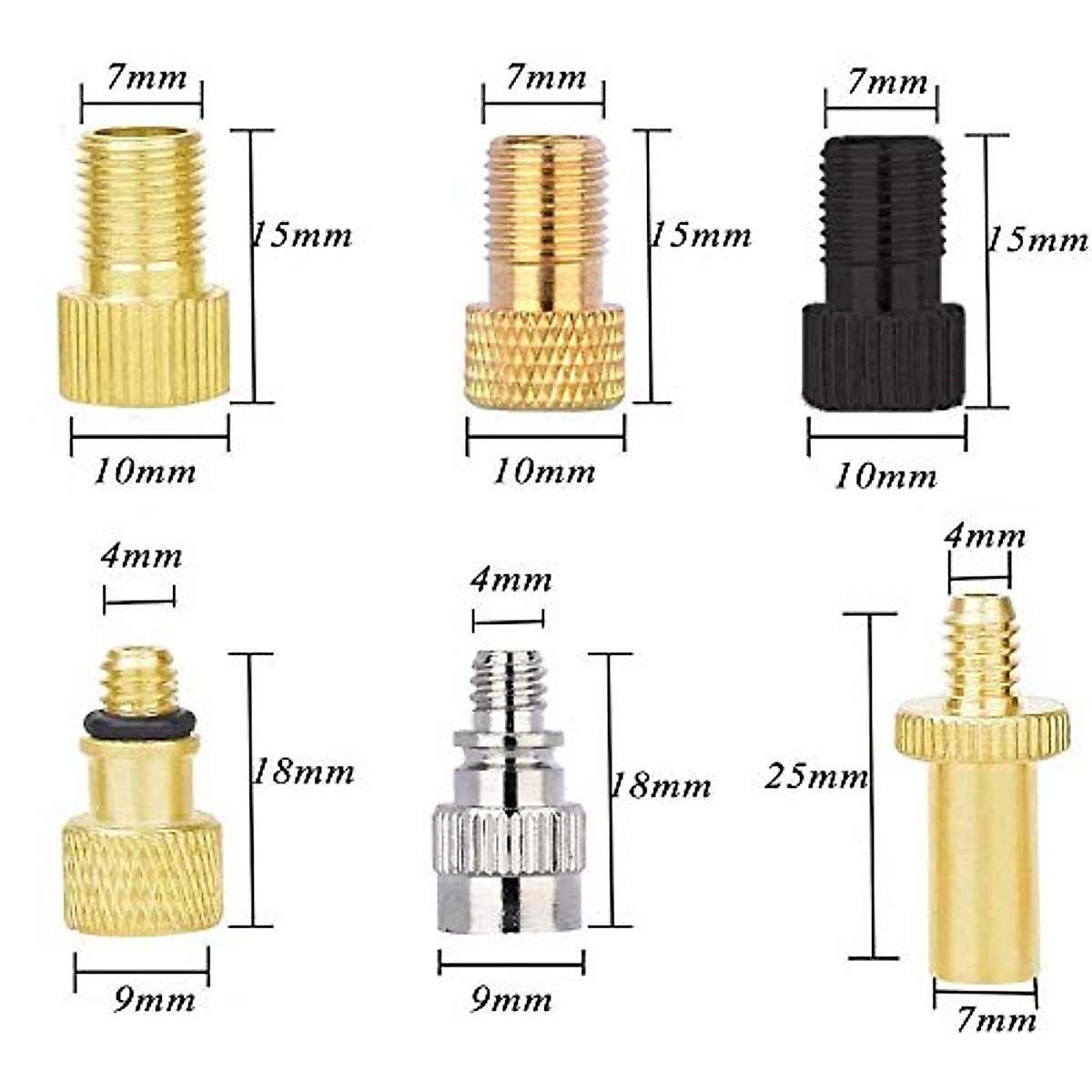 Rpuomtz 11 PCS Brass Presta and Schrader Valve Adapter, Bike Tire Valve Adapters, Pump Ball Needle Nozzle Inflator Kit for Gym Balloon Toy Pump