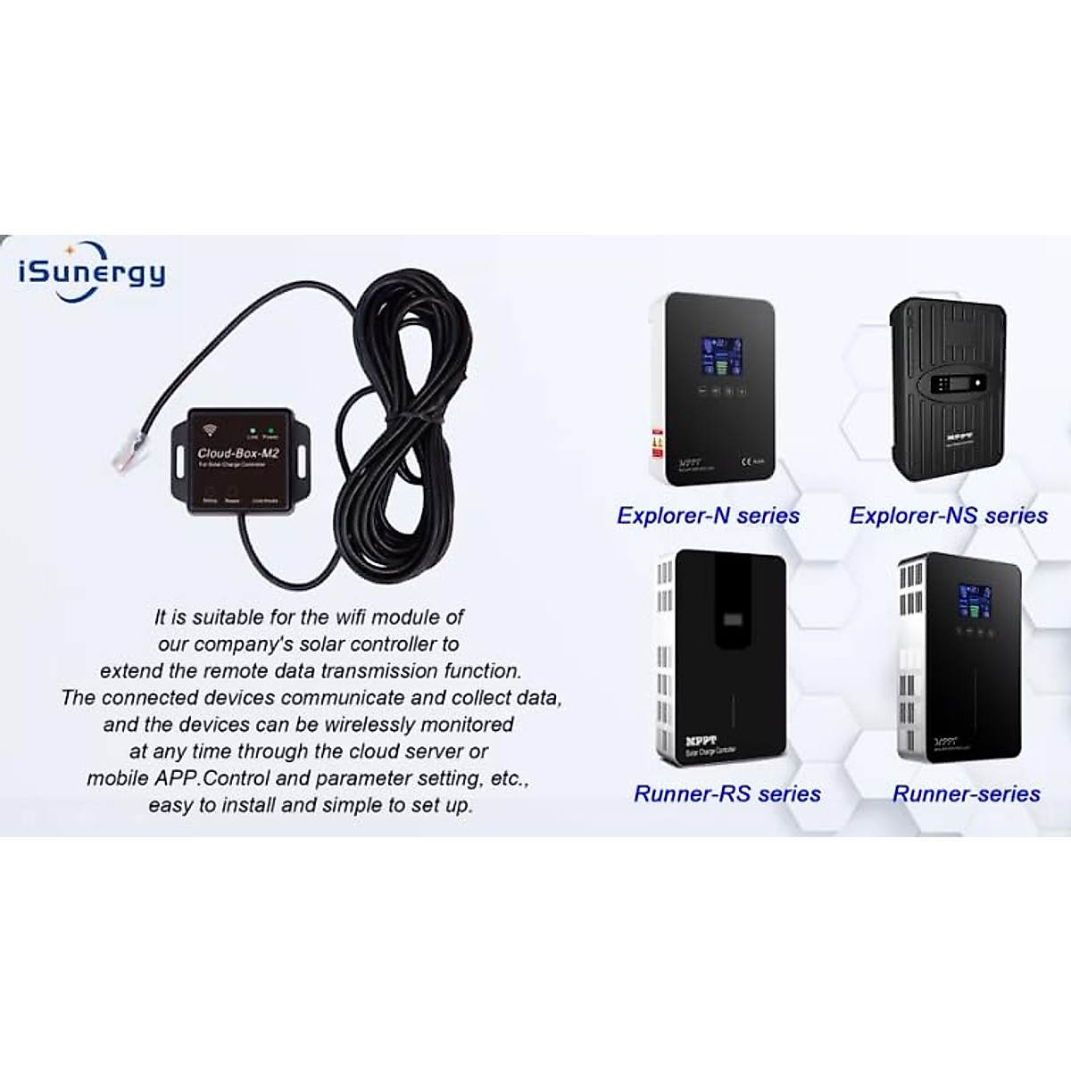 Cloud-Box-M2 WiFi Cloud Remoter Meter Adapter RS485 to WiFi Remote Monitor Communication Wireless Monitoring by Mobile Phone APP for Solar Charge Controller