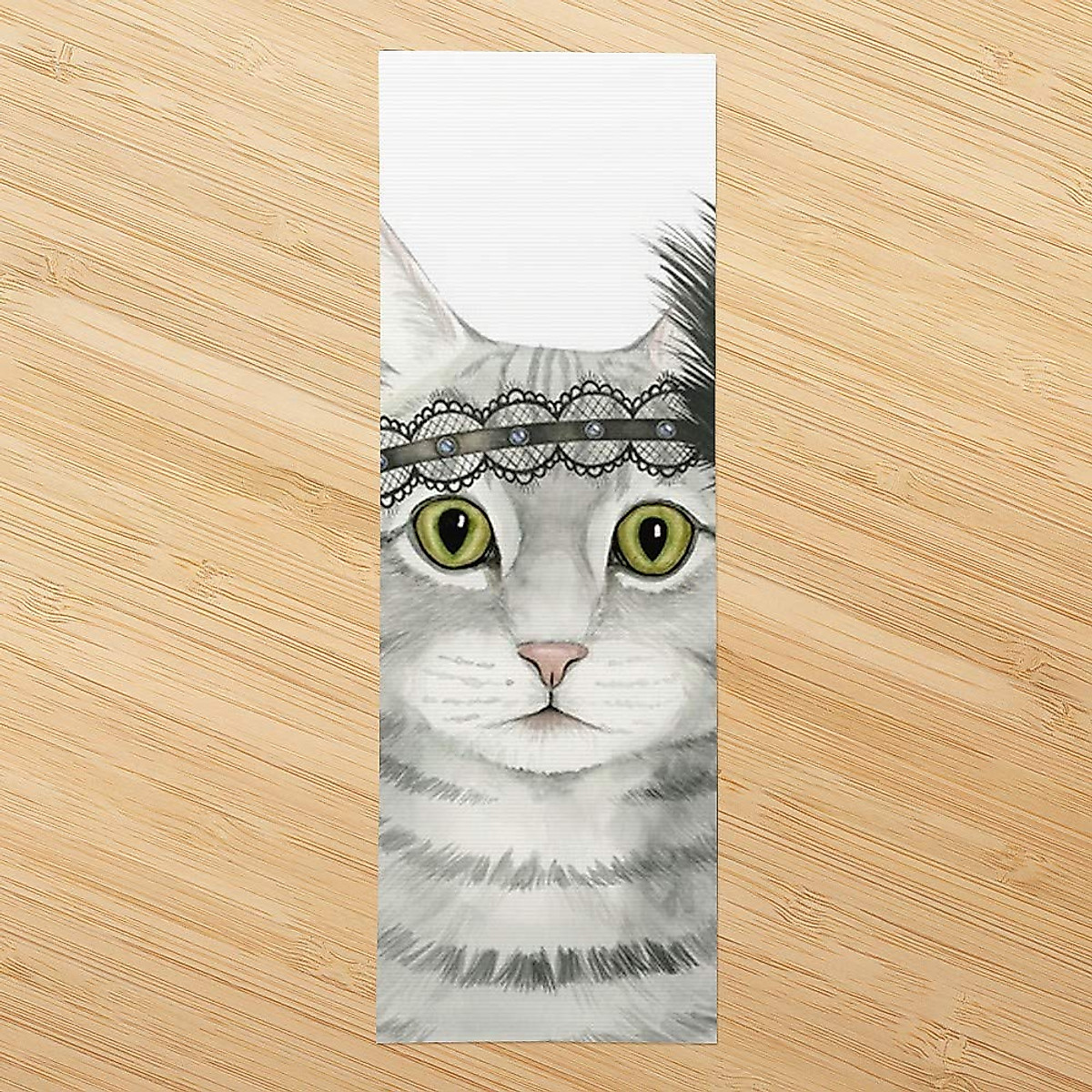 CANVAS ON DEMAND Yoga and Pilates Non-Slip Fitness Mat with Carrying Strap (Downton Cat III) 24"x70"