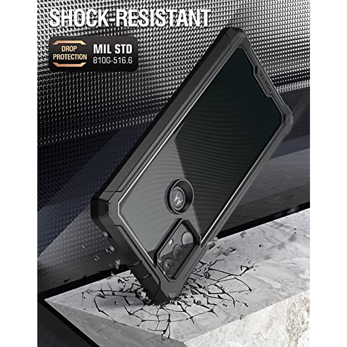 Poetic Guardian Case for Motorola Moto G Power 2022, [20FT Mil-Grade Drop Tested], Full-Body Hybrid Shockproof Bumper Cover with Built-in Screen Protector, Black/Clear