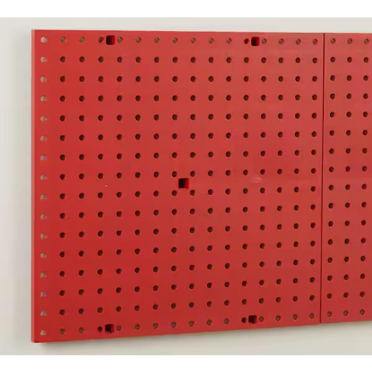 Overbuilt red pegboard panel