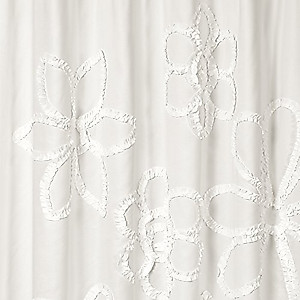 Lush Decor White Ruffle Flower Polyester Shower Curtain, 72" x 72"