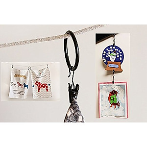 yueton 60pcs Black Metal Hook Clips Hanging Curtain Clip Hanger