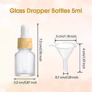 8 Pieces Frosted Glass Dropper Bottles Essential Oil Bottles with Eye Dropper and Bamboo Lids Perfume Sample Bottles Essence Liquid Cosmetic Containers and 2 Pieces Funnel (5 ml/ 0.2 oz)