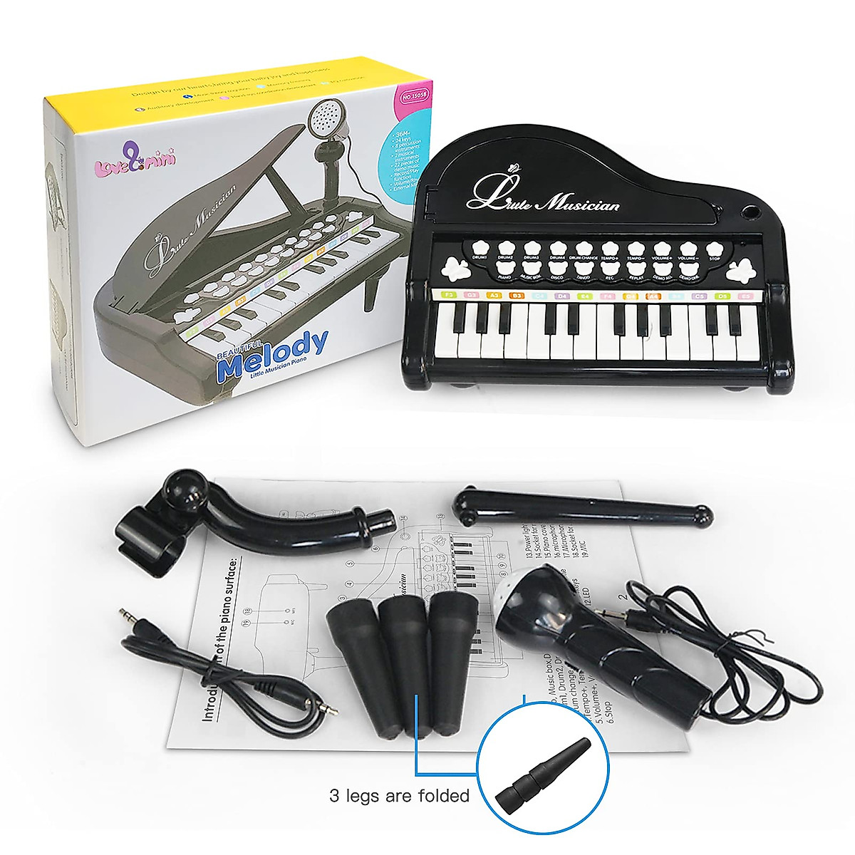 Love&Mini Toy Piano for Toddler - Birthday Gift for 1 2 3 4 5 Years Old Girls and Boys, 24 Keys Multi-Functional Baby Piano Toy with Microphone