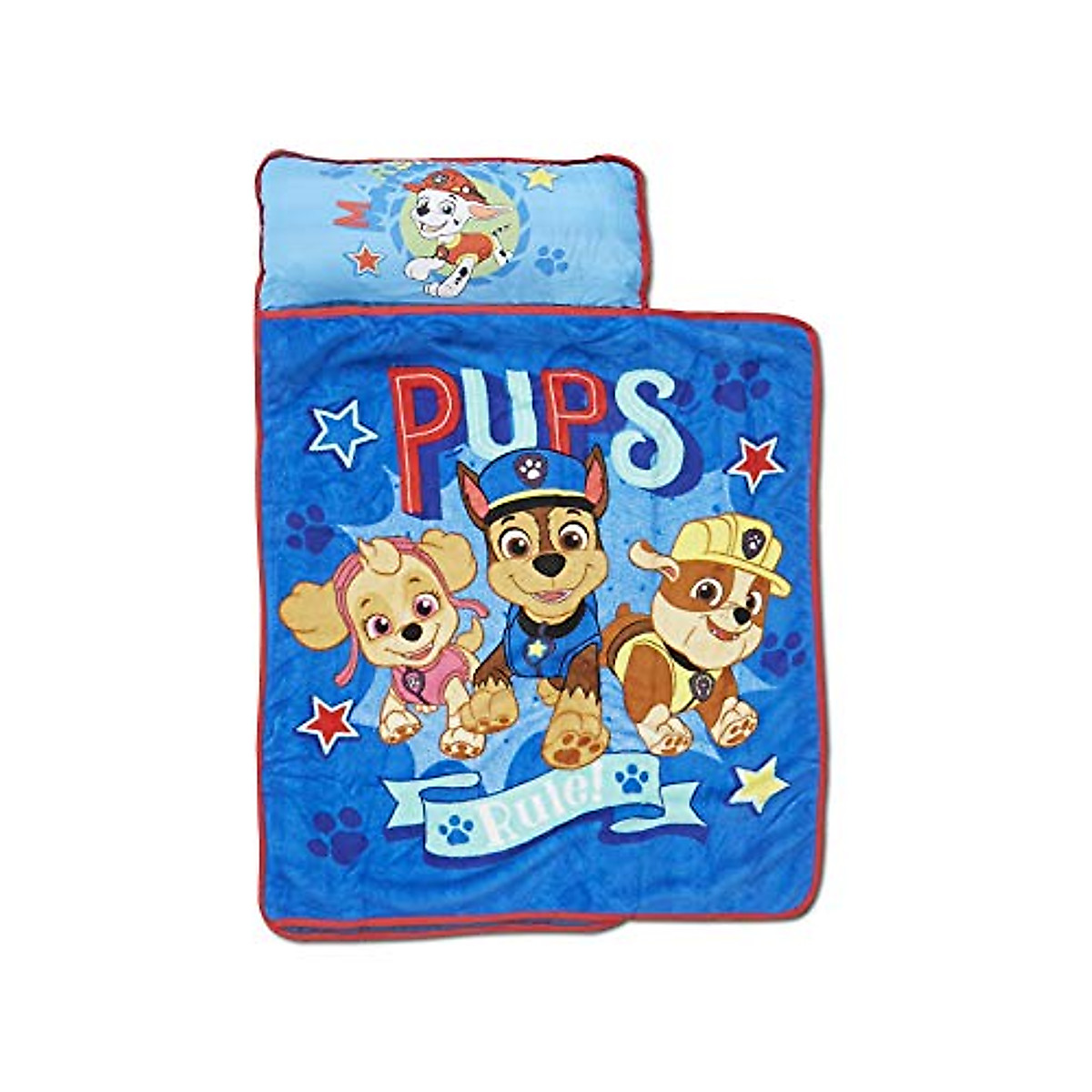 Paw Patrol We're A Team Toddler Nap-Mat Set - Includes Pillow and Fleece Blanket – Great for Girls or Boys Napping During Daycare or Preschool - Fits Toddlers