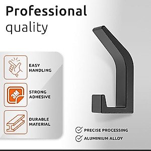 ECENCE Coat Hooks self-Adhesive 4X Wall Hooks Without Drilling Grey Wardrobe Hooks for Coats, Bags, Towels and More, Sticky Hooks, Door Hooks