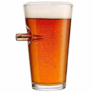 BenShot Pint Glass with Real 0.50BMG Bullet - 16oz | Made in the USA